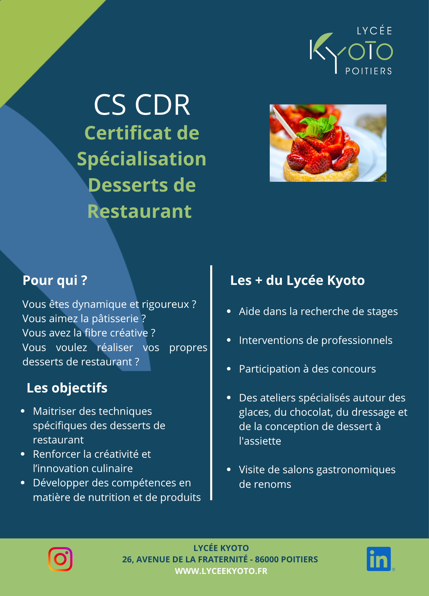 Certificat de Spécialisation (CS) Desserts de Restaurants - Lycée Kyoto ...