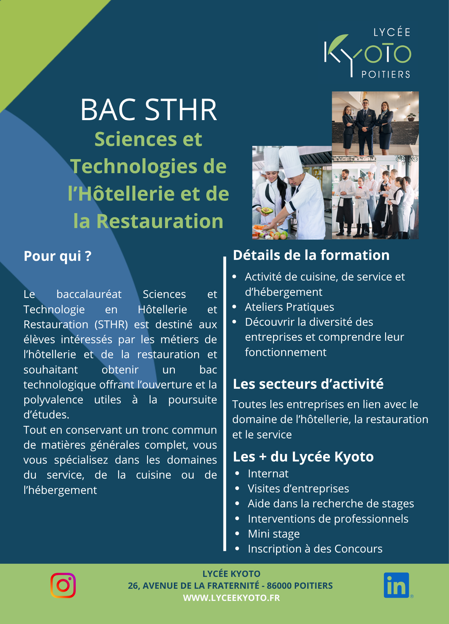 Bac Sciences et Technologies de l’Hôtellerie et de la Restauration - Lycée Kyoto Poitiers